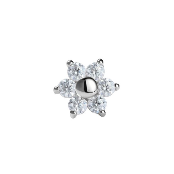 14Kt Solid White Gold Flower Threadless End – Giometal Body Jewelry 14Kt Solid White Gold Flower Threadless End – Giometal Body Jewelry