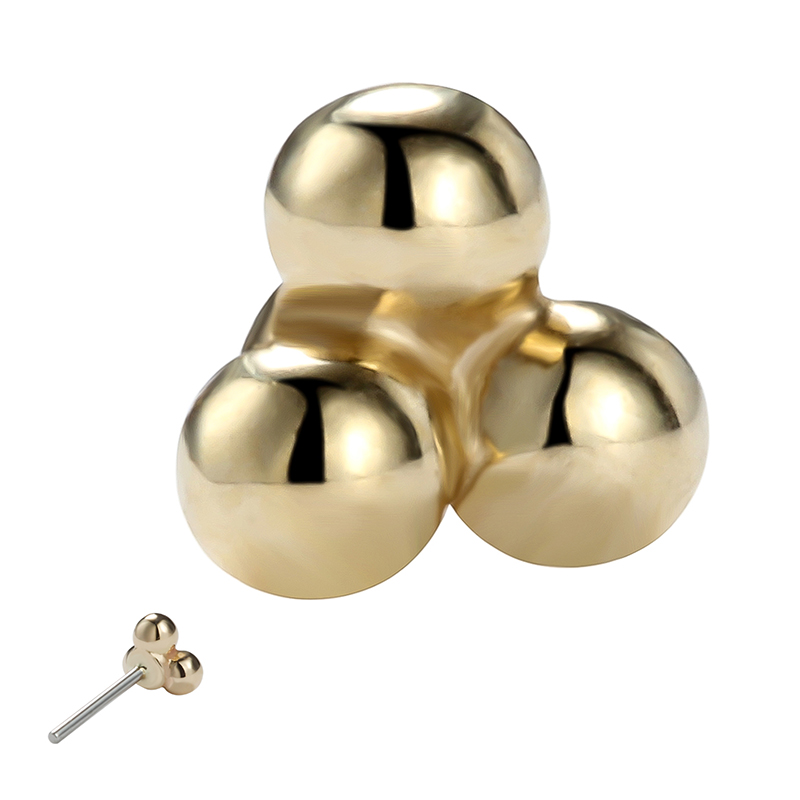 14Kt Solid Gold Trinity Bead Threadless Top - Giometal Body Jewelry