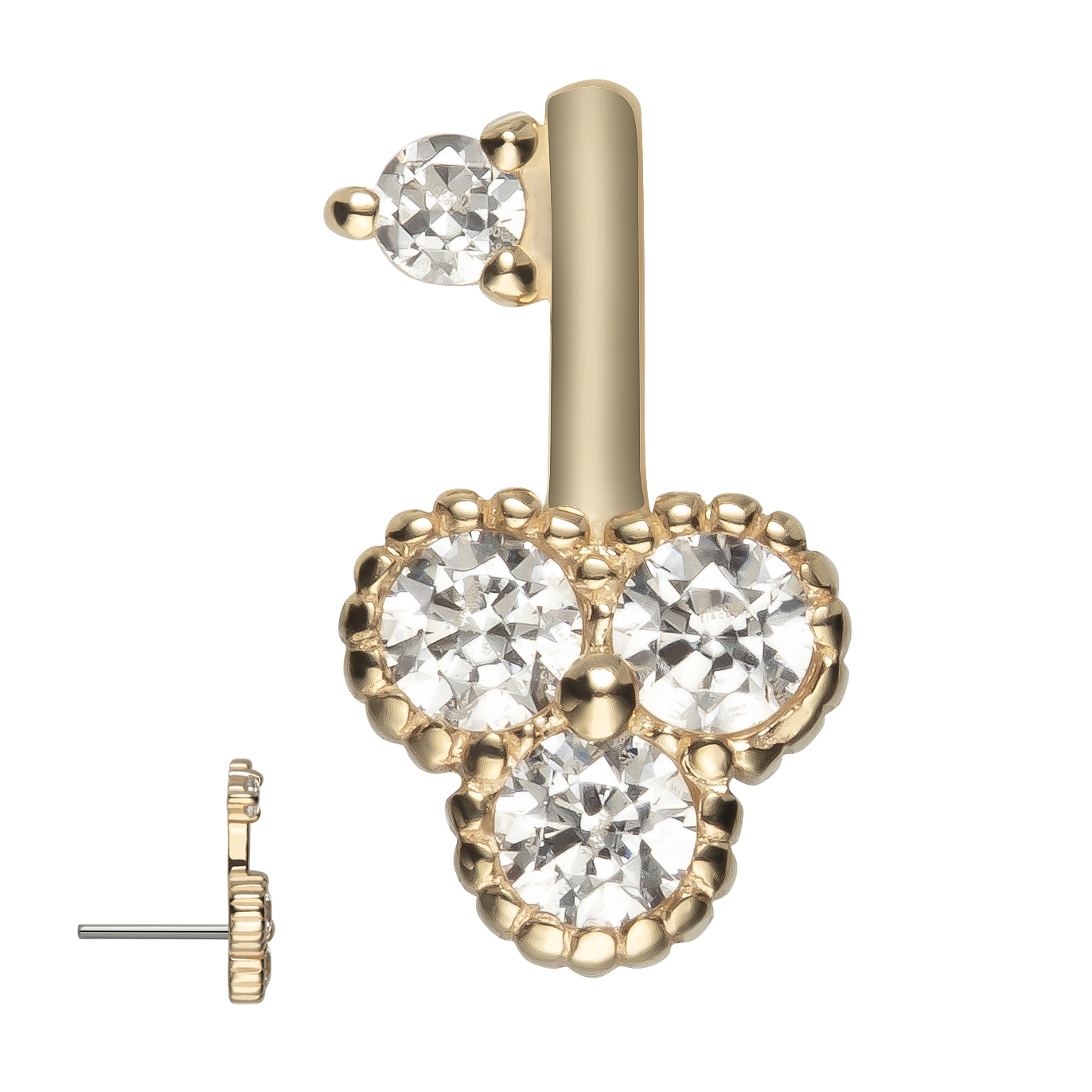 14Kt Yellow Gold Gemmed Key Threadless Top – Giometal Body Jewelry
