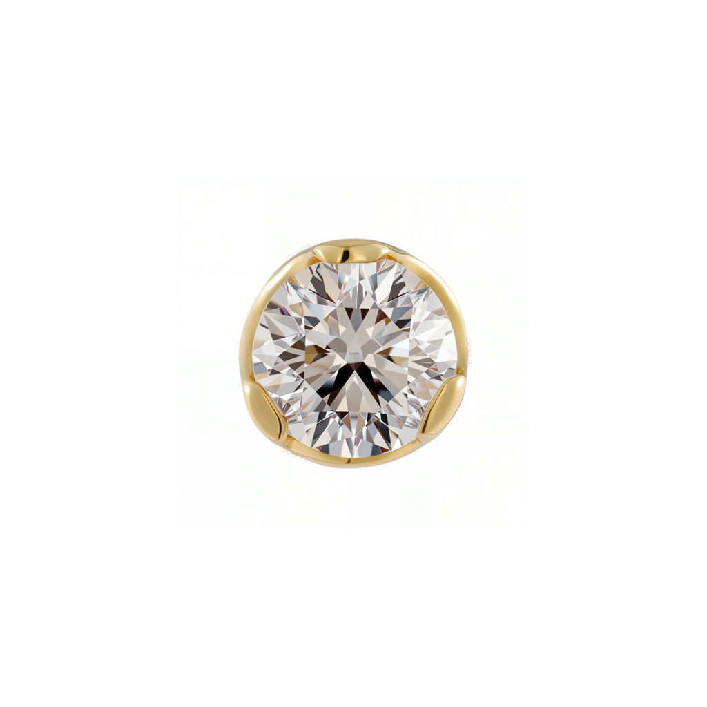 18Kt Solid Yellow Gold 3 Prongs Set Threadless Top - Giometal Body Jewelry