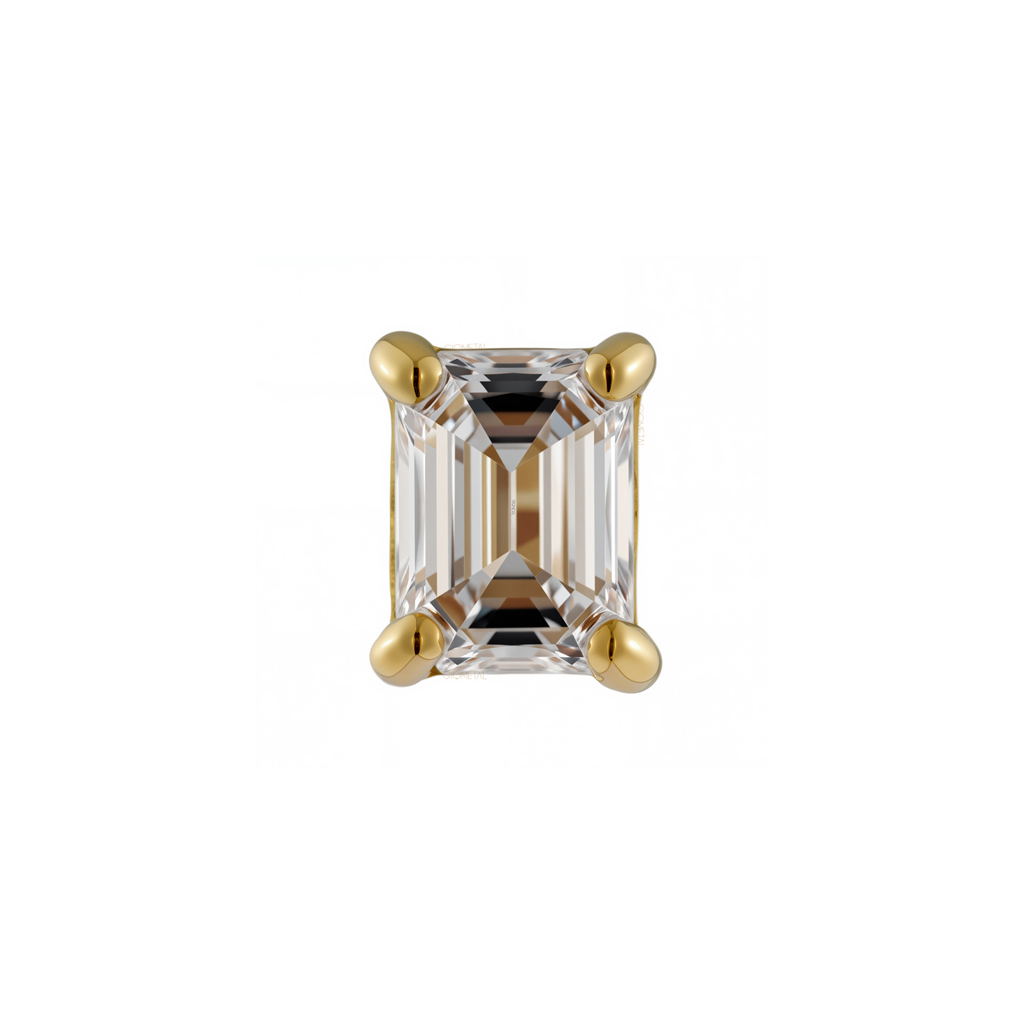 18Kt Solid Yellow Gold Baguette Prong Threadless Top - Giometal Body ...