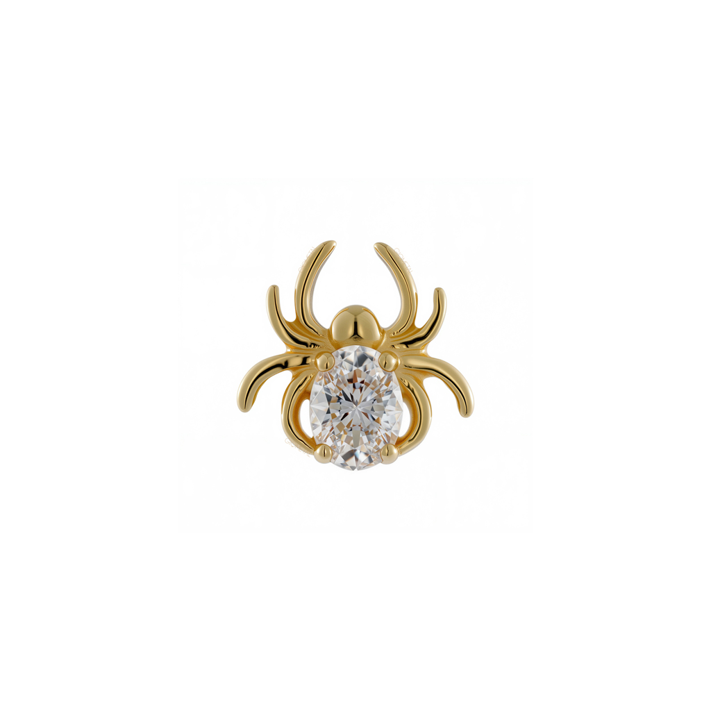 18Kt Solid Yellow Spider Threadless Top - Giometal Body Jewelry